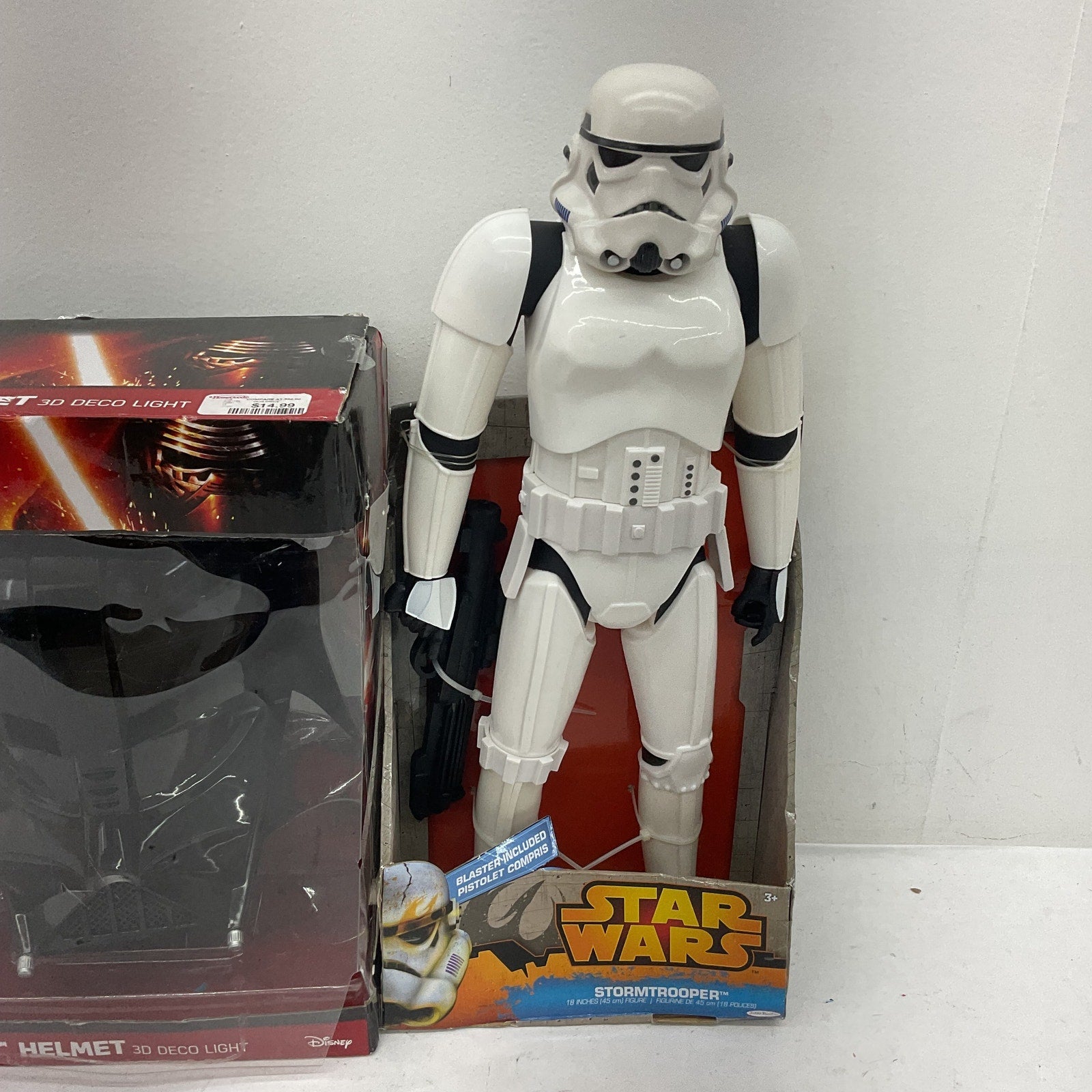 New LOT Star Wars Large Stormtrooper Action Figure & Darth Vader Helmet ...