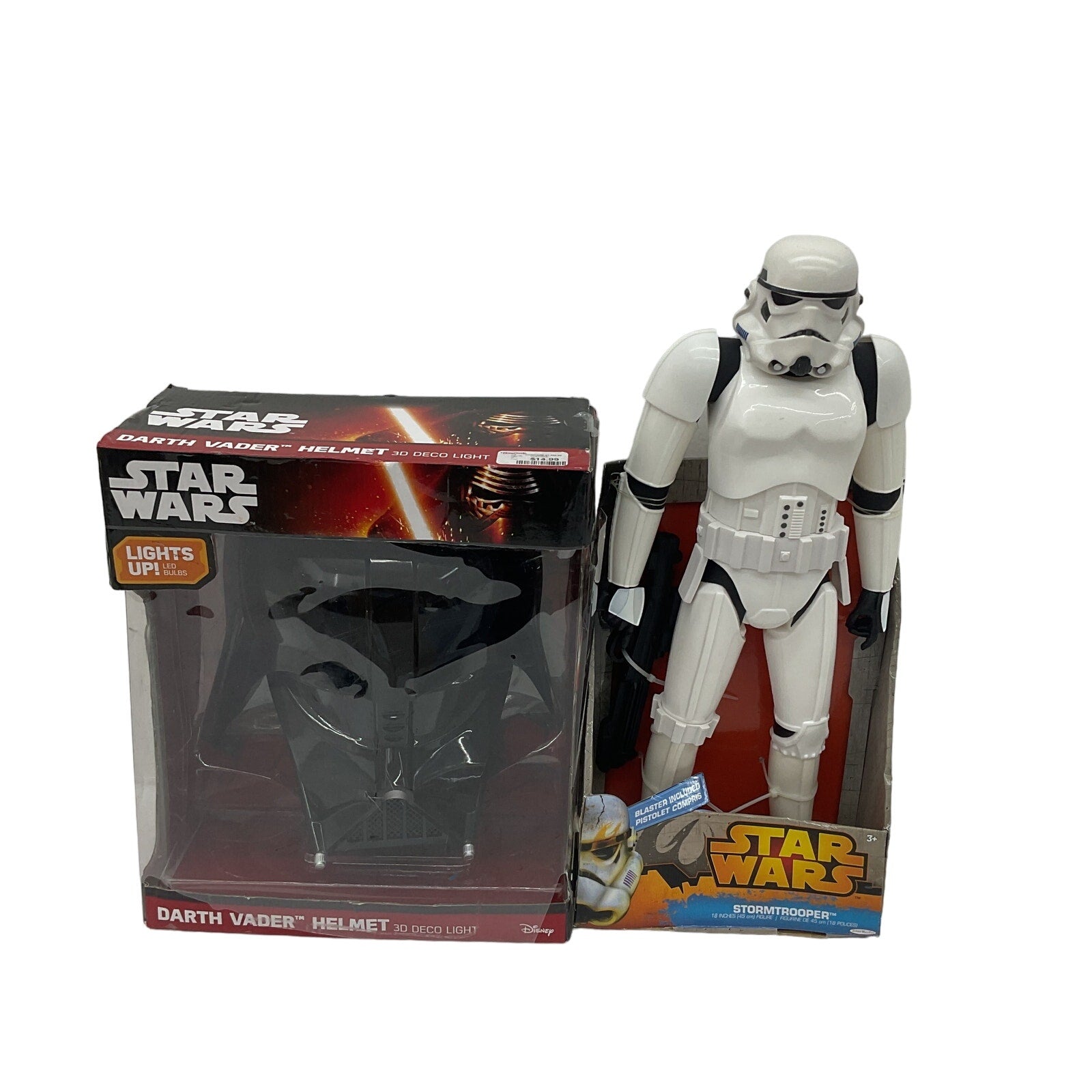 New LOT Star Wars Large Stormtrooper Action Figure & Darth Vader Helmet ...