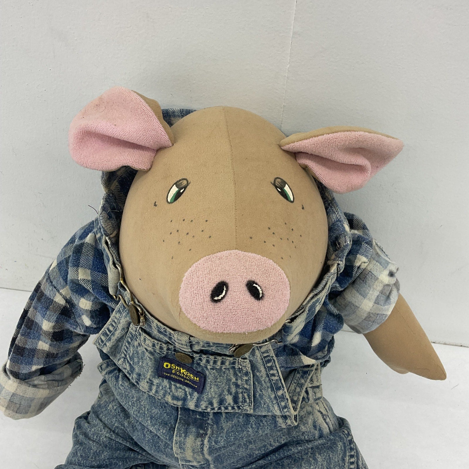 Preowned Osh Kosh Brown Pig in Denim Farmer Overalls Jumbo Sized ...